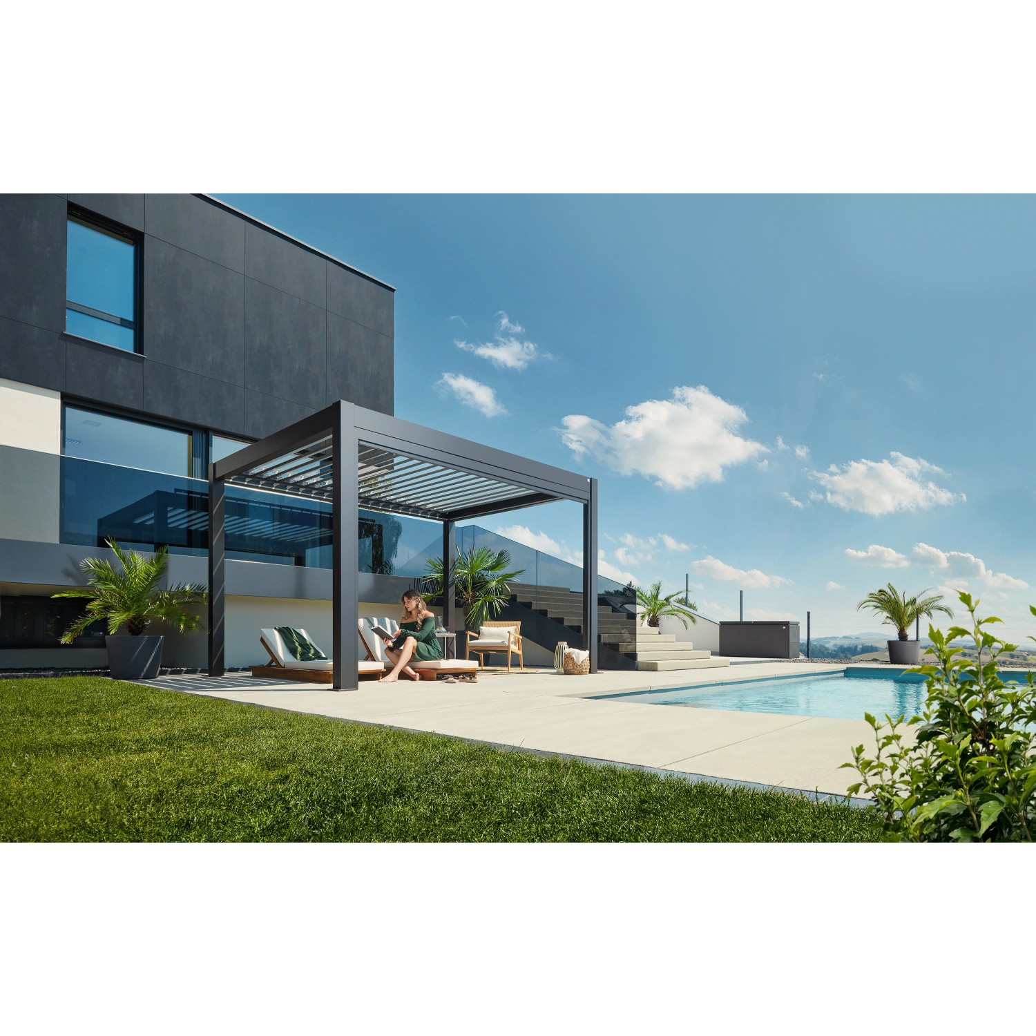 Biohort Pergola Gr. 4 x 3 quarzgrau/silber-metallic kaufen bei OBI