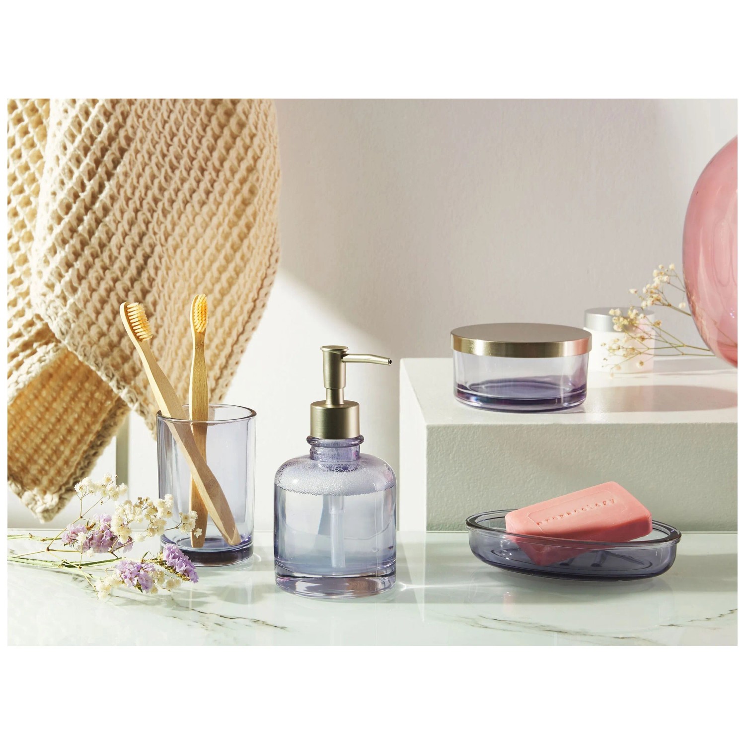 Badezimmer-Set Telma Glas Violett 4-tlg.