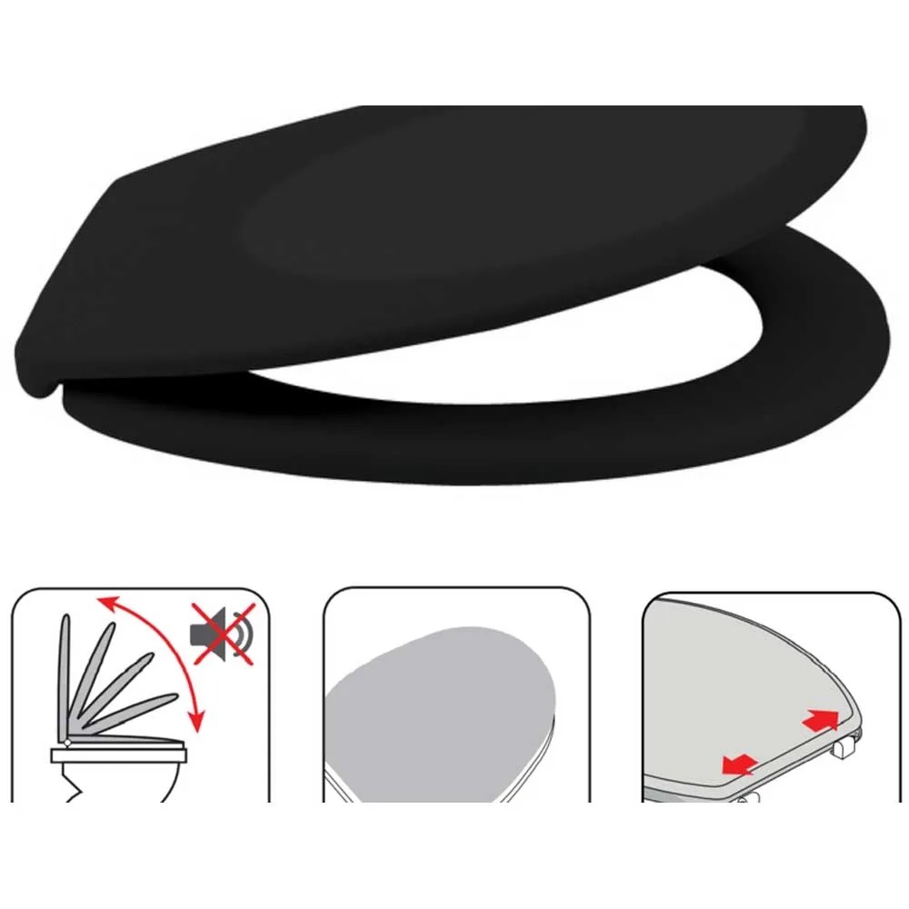 Spirella Toilettendeckel Neela Premium rostfreier Edelstahl Schwarz