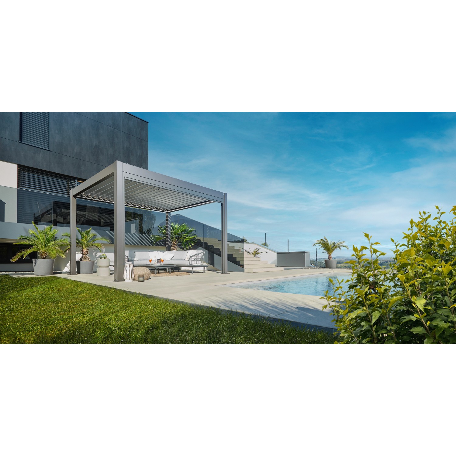 Biohort Pergola Gr. 3 x 3,5 quarzgrau/silber-metallic kaufen bei OBI