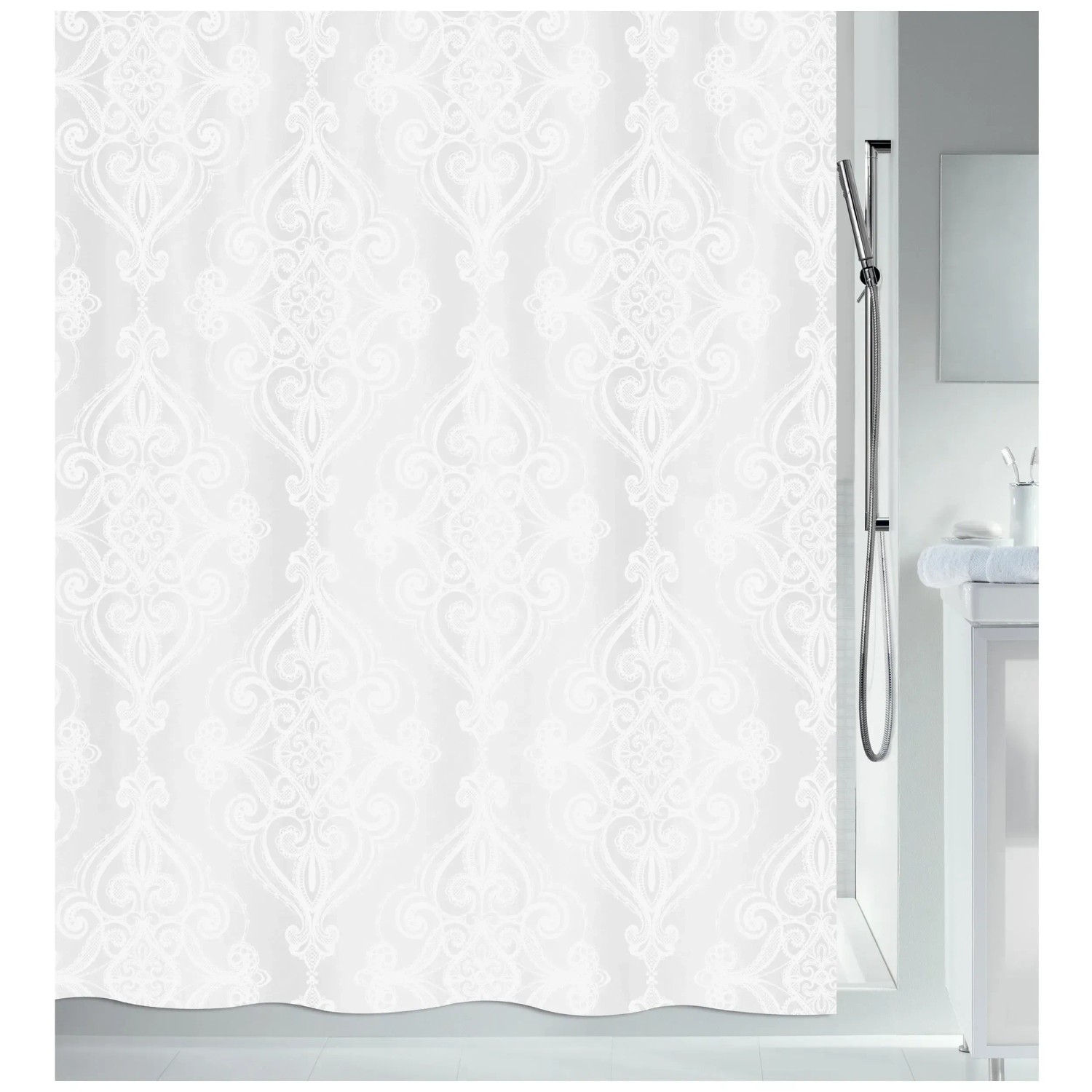 Spirella Textilduschvorhang Rivoli White Weiss 180 x 200 cm