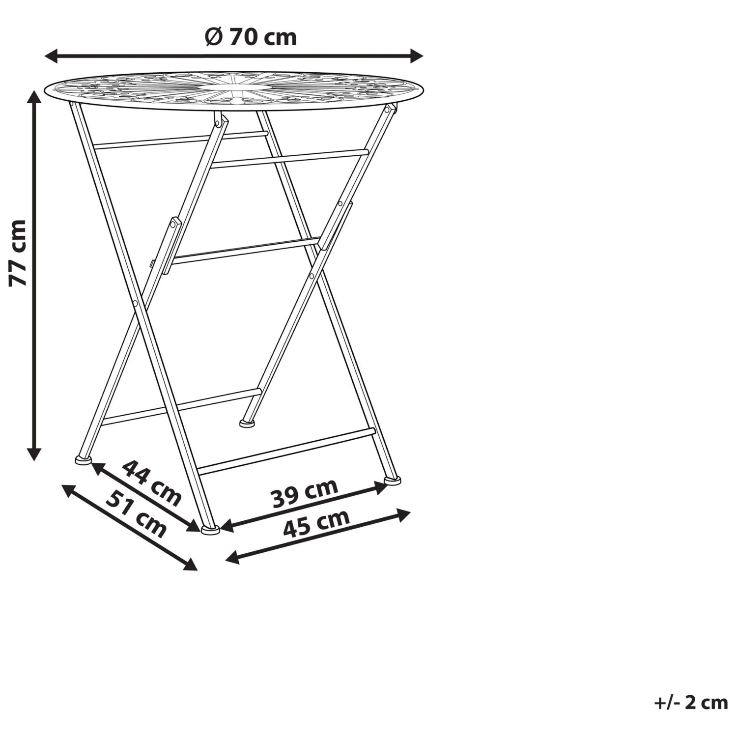 Beliani Table de bistrot d'extérieur Scafa en métal blanc Ø 70 x 77 cm