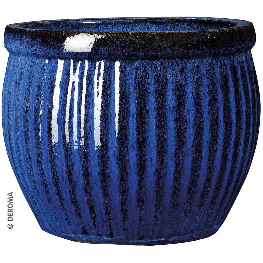 Deroma Pot à fleurs Acapulco terre cuite émaillée Bleu Ø 29 cm ...