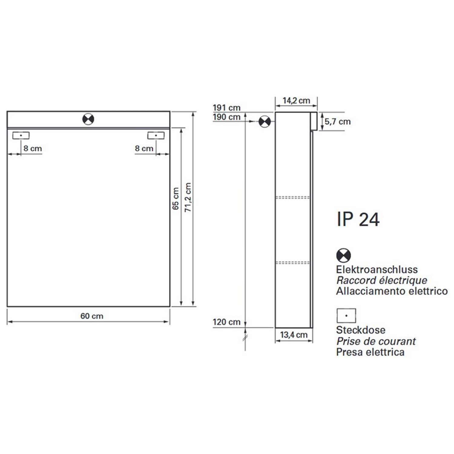 Spiegelschrank Sidler Avona Novo LED Weiss Breite 60 cm
