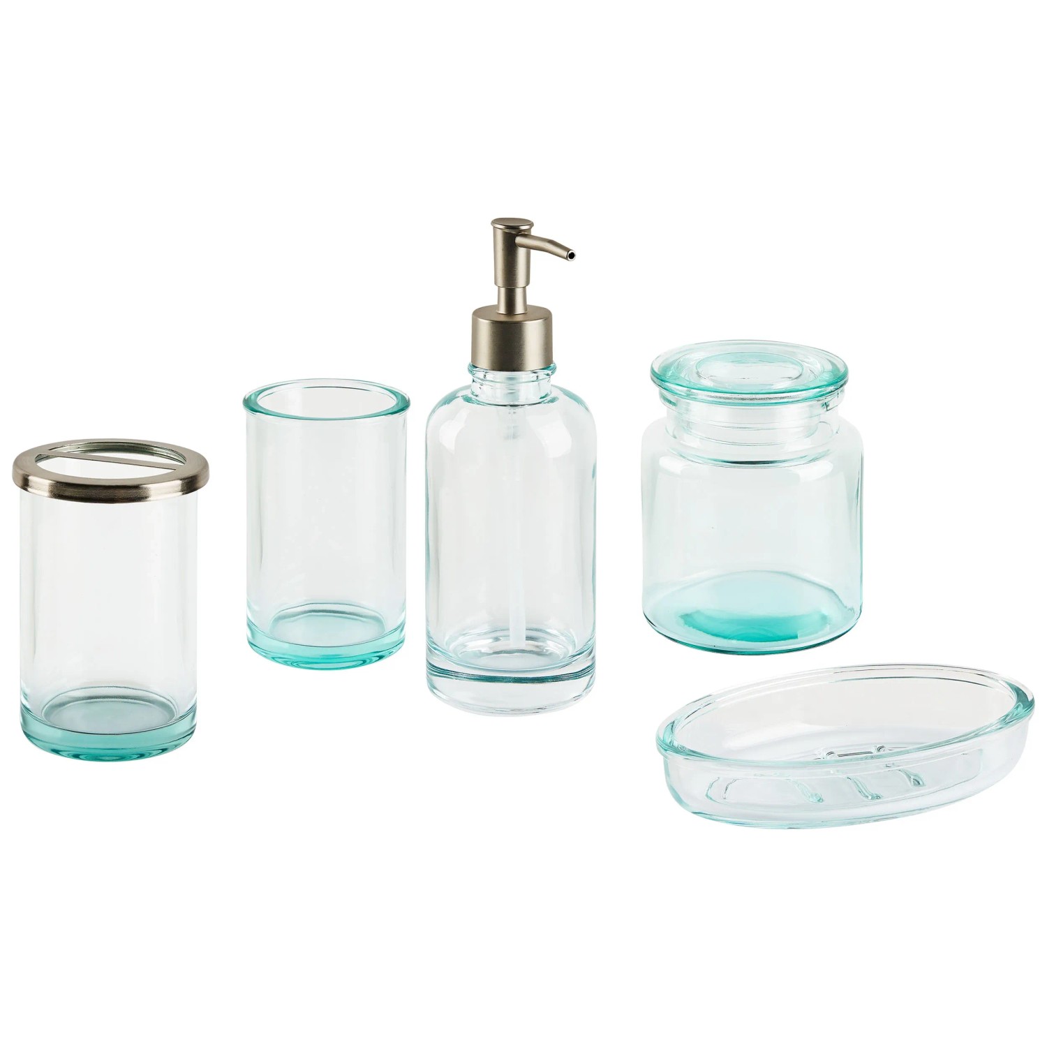 Badezimmer-Set Amarga Glas Mintgrün 5-tlg.