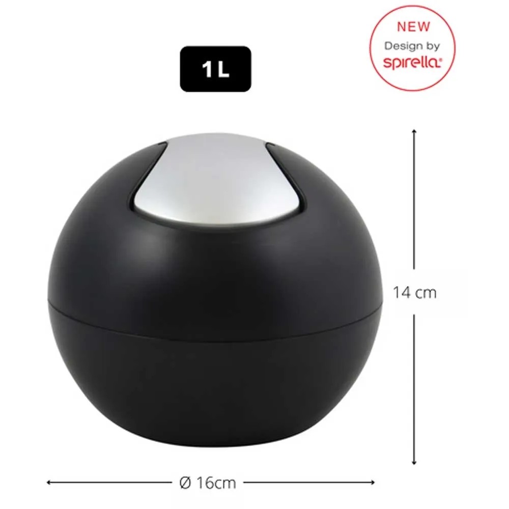 Spirella Poubelle Bowl mate Noir 1 l