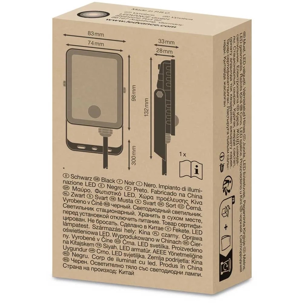 Ledvance LED-Flutlicht Essential Sensor Schwarz 10 W Warmweiss 750 lm ...