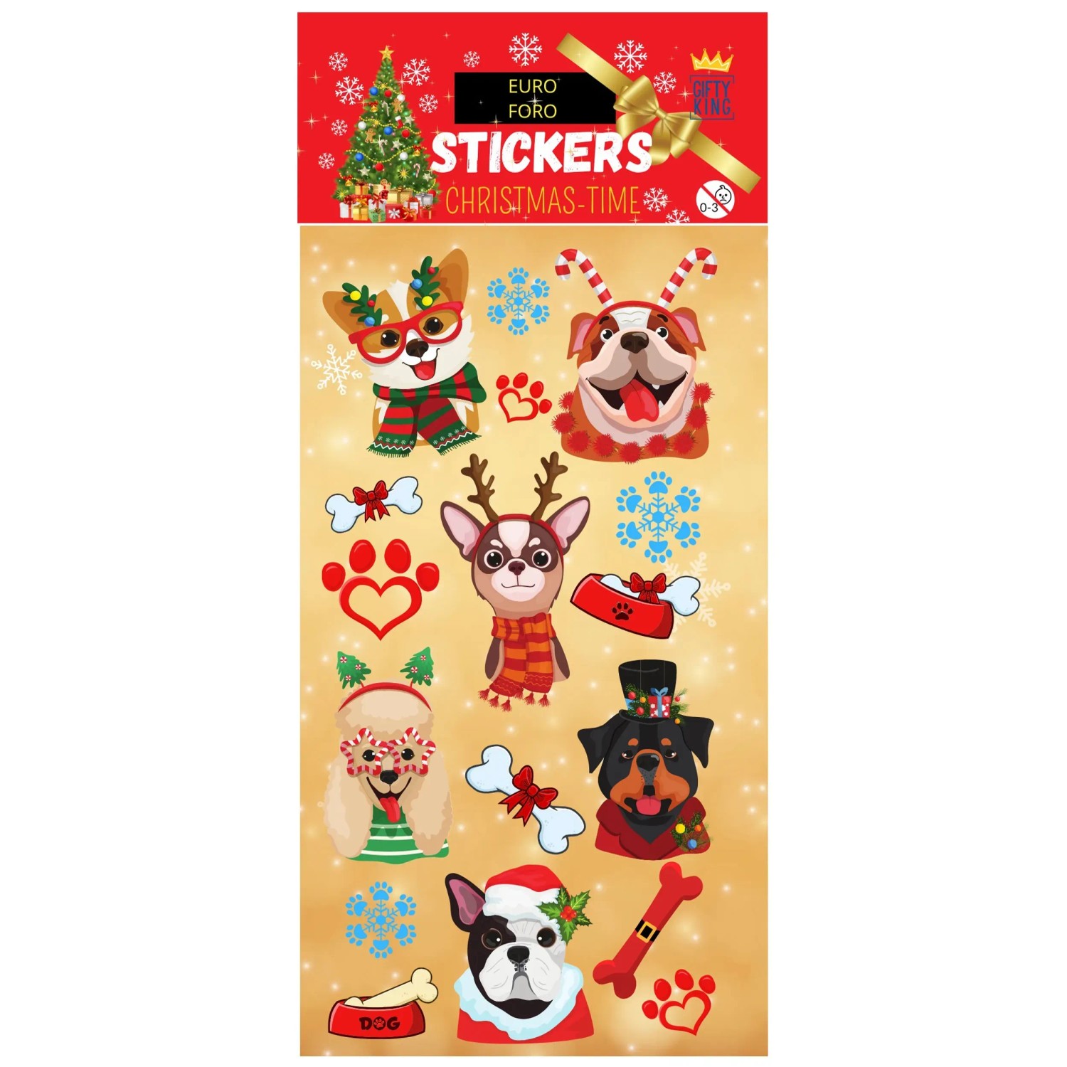 Adesivi Puffy X-Mas Cani design 3D 8,5 x 19,5 cm