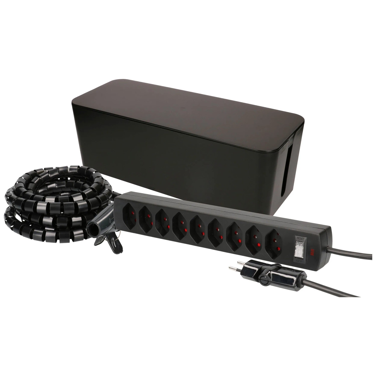 Kabelbox-Set Schwarz gross (HxBxT) 155 x 138 x 400 mm
