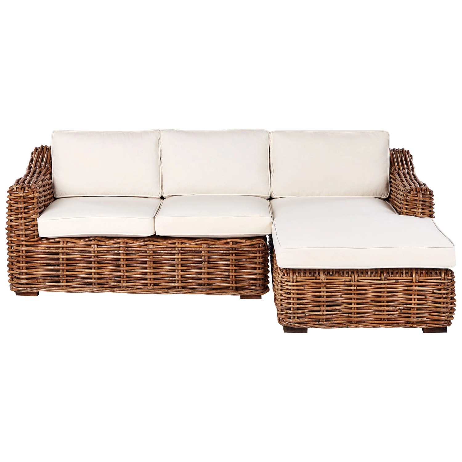 Beliani Garten-Ecksofa Briatico linksseitig Rattan Beige 3-Sitzer
