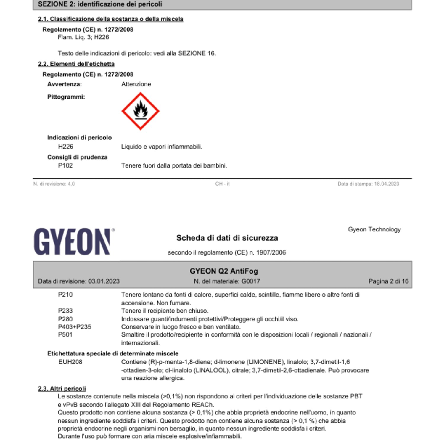 Gyeon Glasversiegelung Q² AntiFog 120 ml
