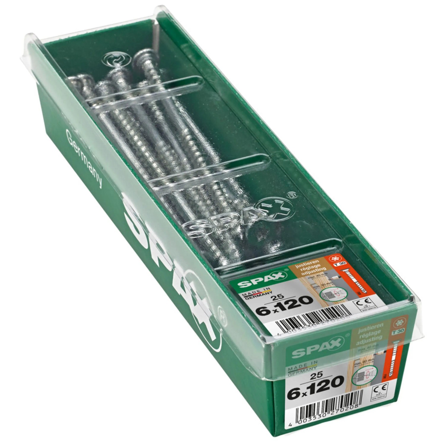 Spax Vis de réglage TRX Wirox tête plate rainure 6 x 120 mm / 25 pcs