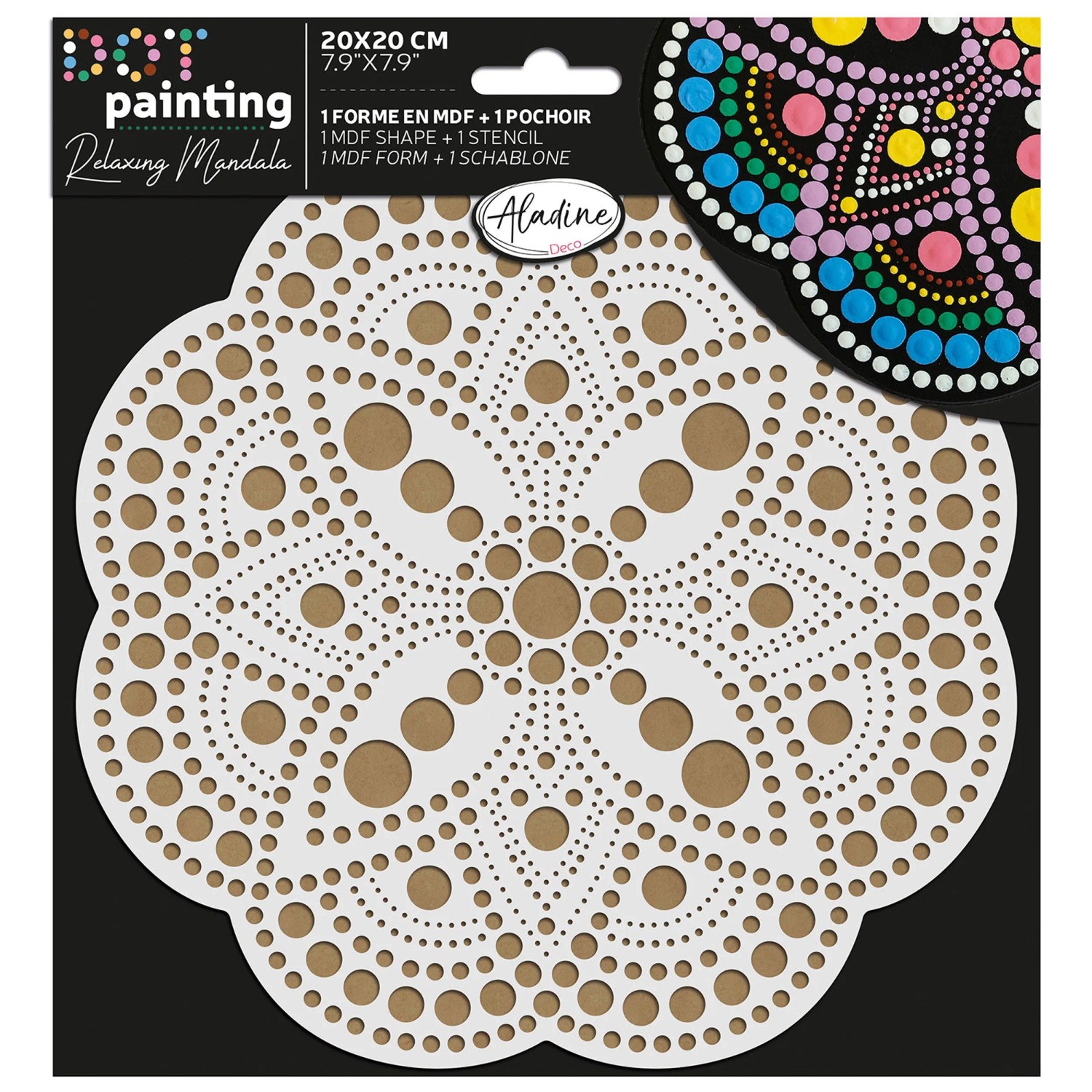 Aladine Dort Art Form / Schablone 4 MDF 20 x 20 cm