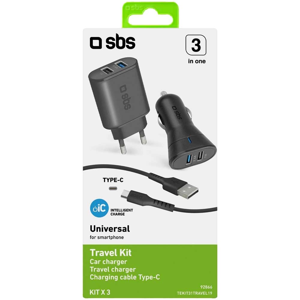 SBS Travel Charger Kit 3in1 Type-C Schwarz kaufen bei OBI