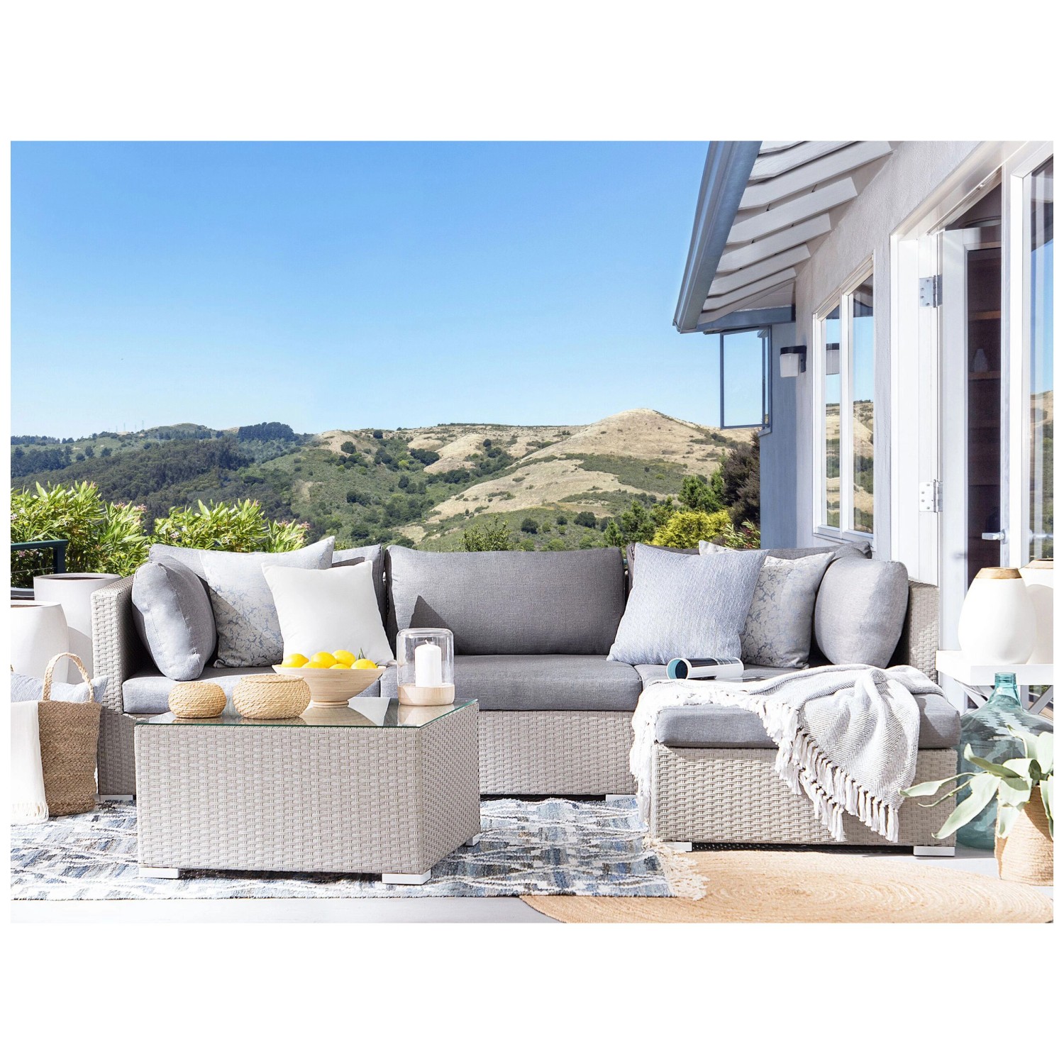 Beliani Lounge-Set Sano II 4-Sitzer Modular Rattan Hellgrau kaufen bei OBI