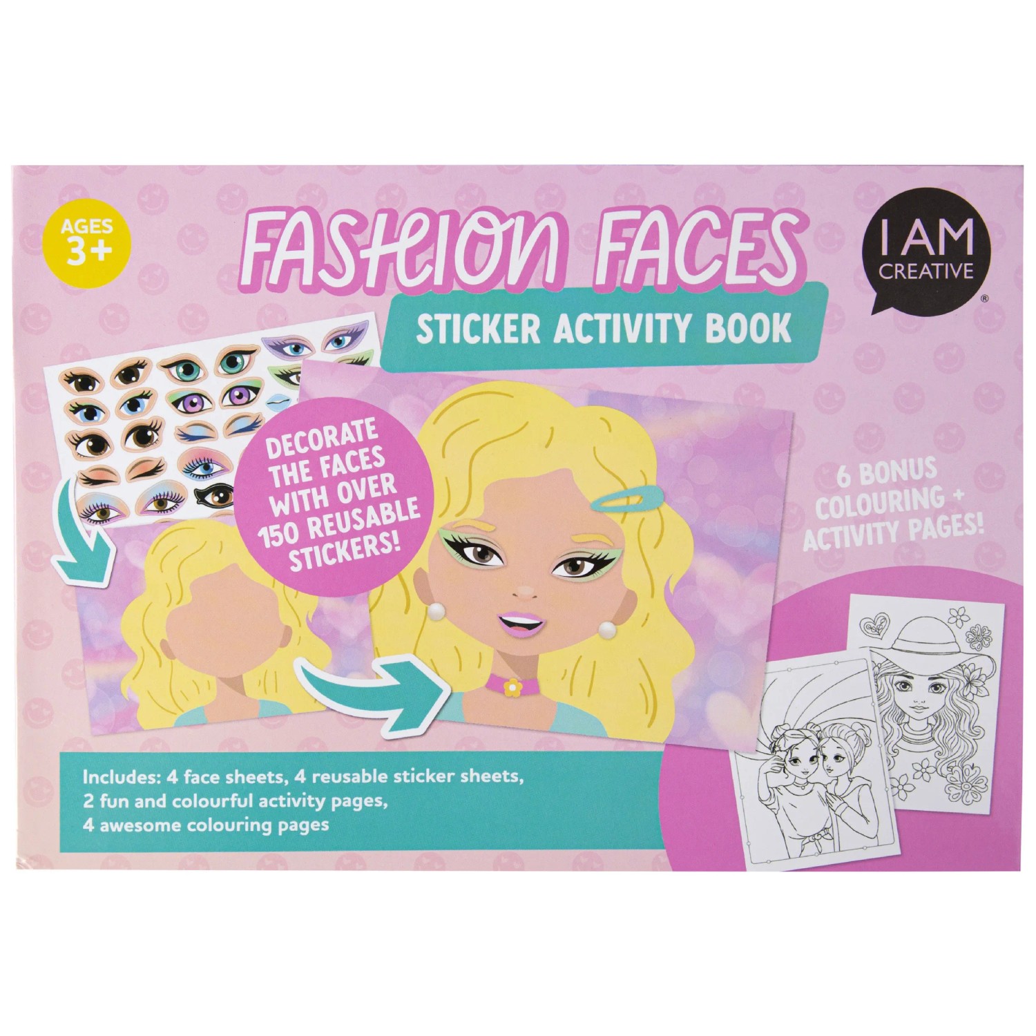 I Am Creative Raccolta di adesivi Make a Face Fashion A5