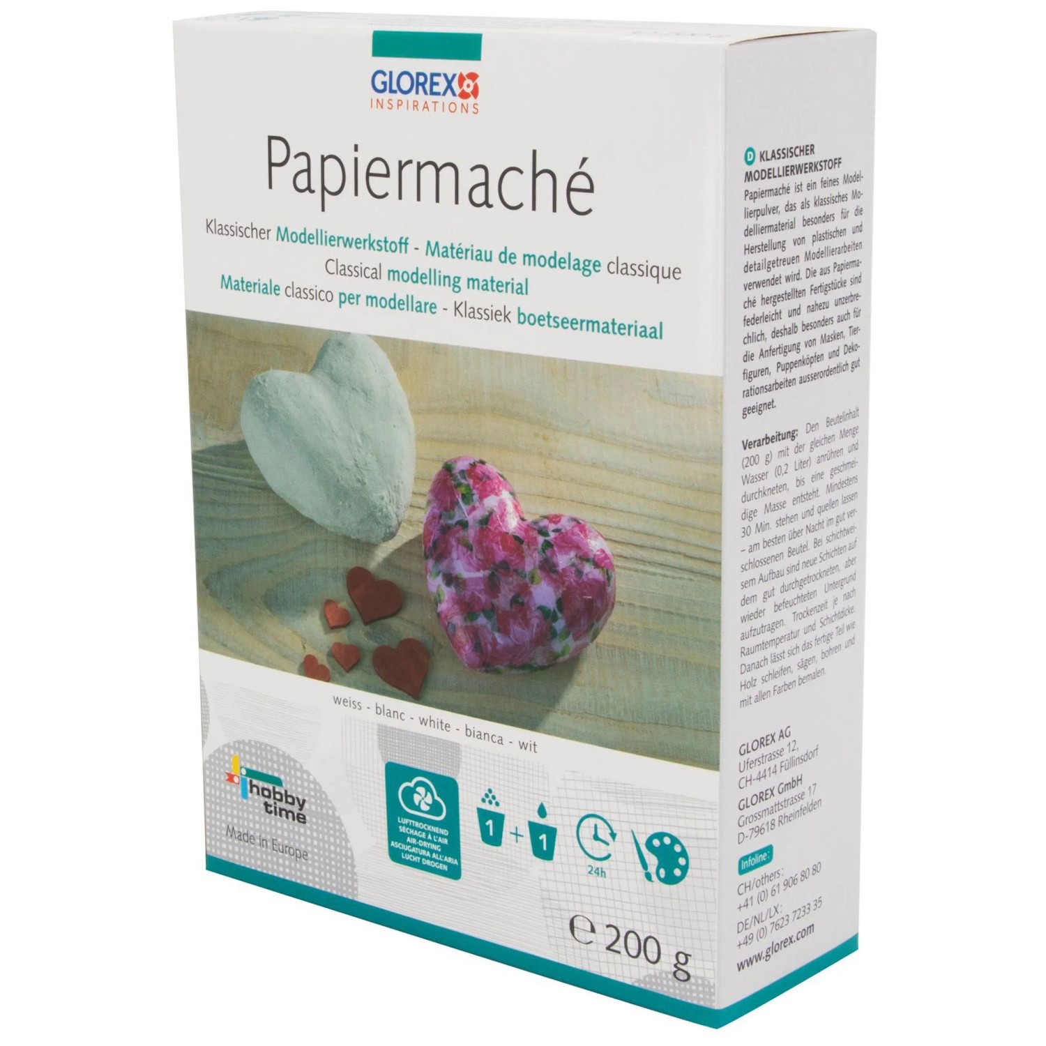 Glorex Pâte à modeler en papier mâché blanche 200 g