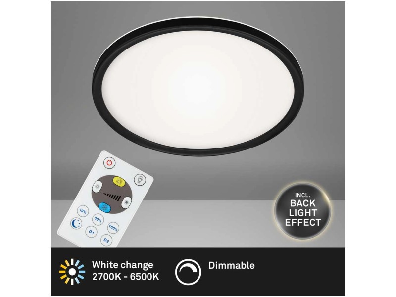 Brilo LED-Panel Slim Schwarz 18 W / 2'400 lm / inkl. Fernbedienung ...