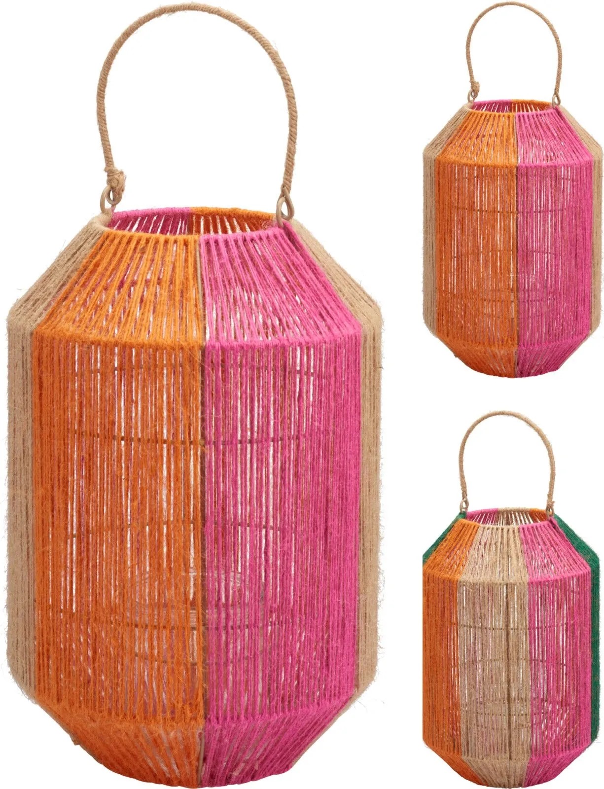 Lanterne jute avec insert en verre 35 cm assorti / 1 pc