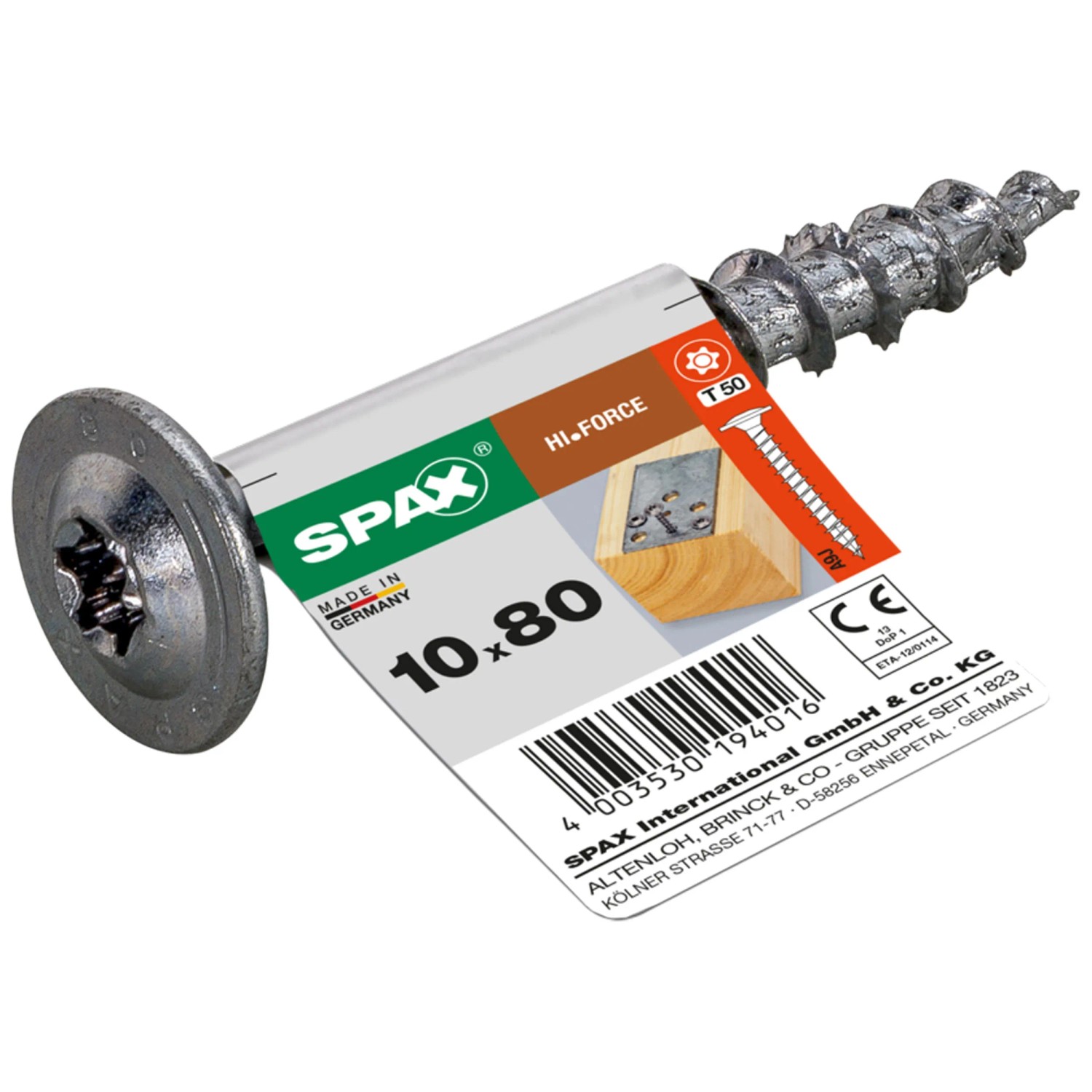 Spax Vis à bois Hi.Force Wirox 10 x 80 mm / 1 pc