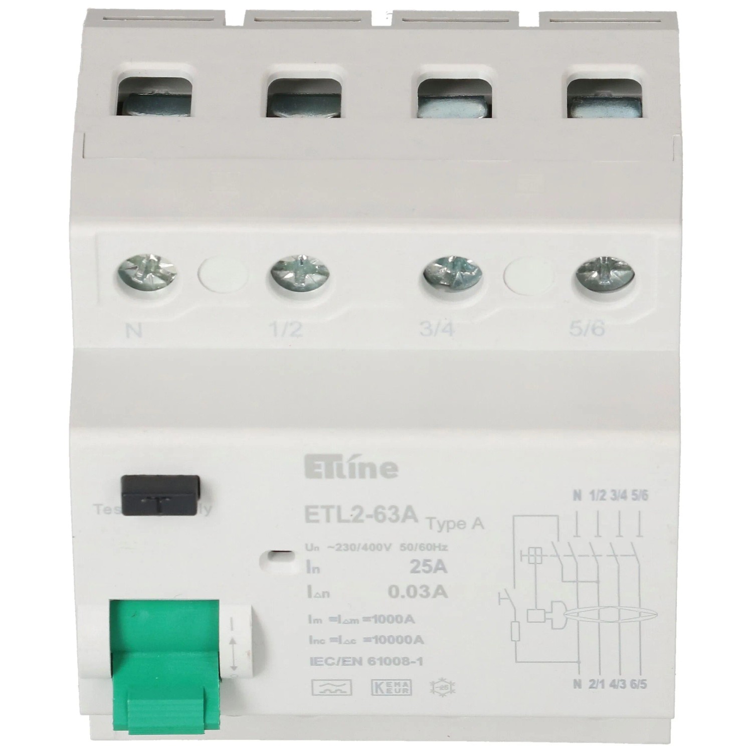 Disjoncteur FI 3P+N 25 A / 30 mA / Type A / 10 kA