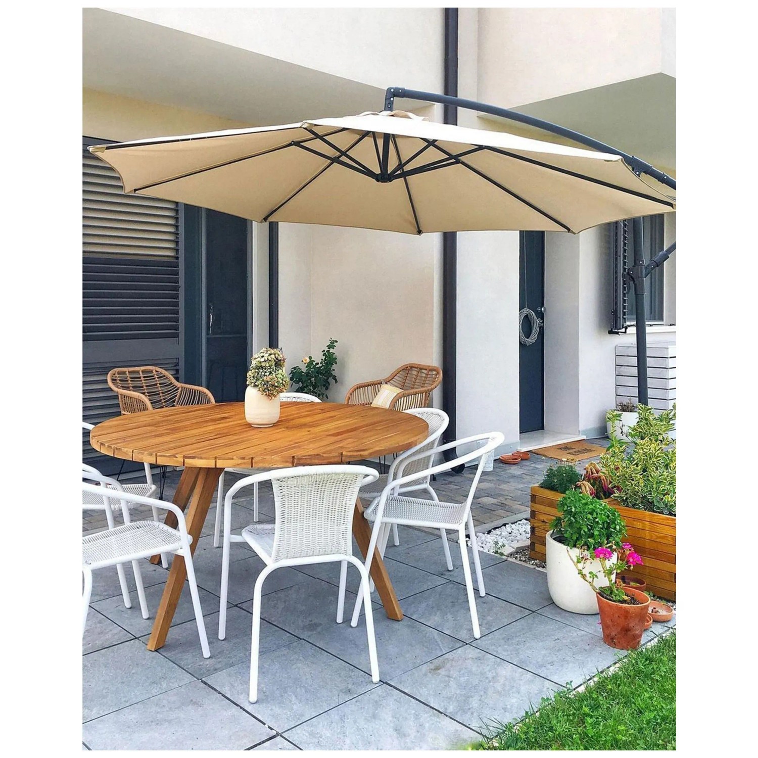 Beliani Parasol excentré Ravenna II Beige clair
