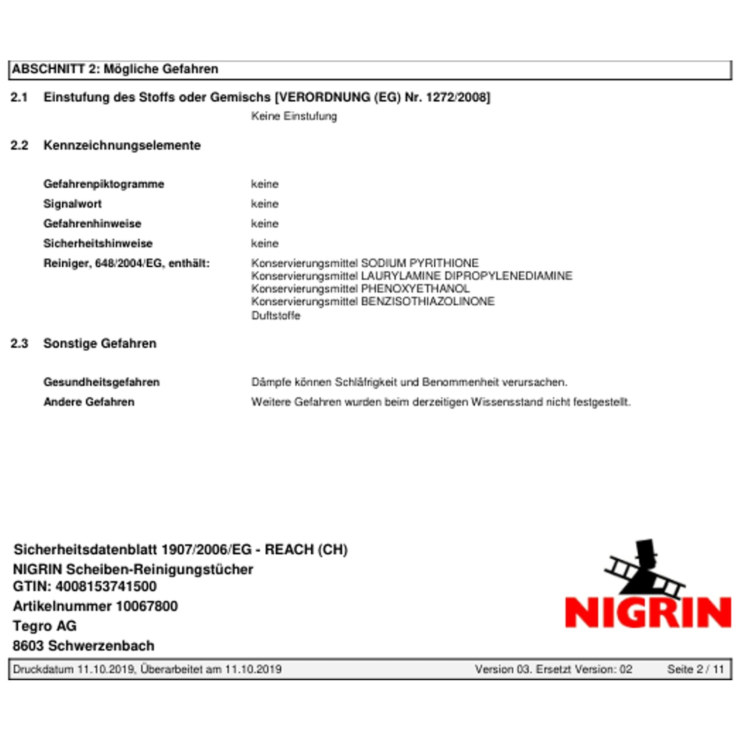 Nigrin Scheibenreinigungs-Tücher / 20 Stk. kaufen bei OBI