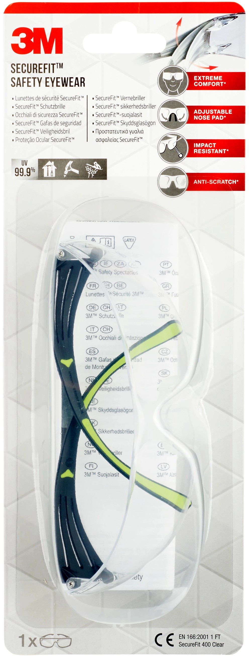 3M SecureFit 400 Schutzbrille Grau