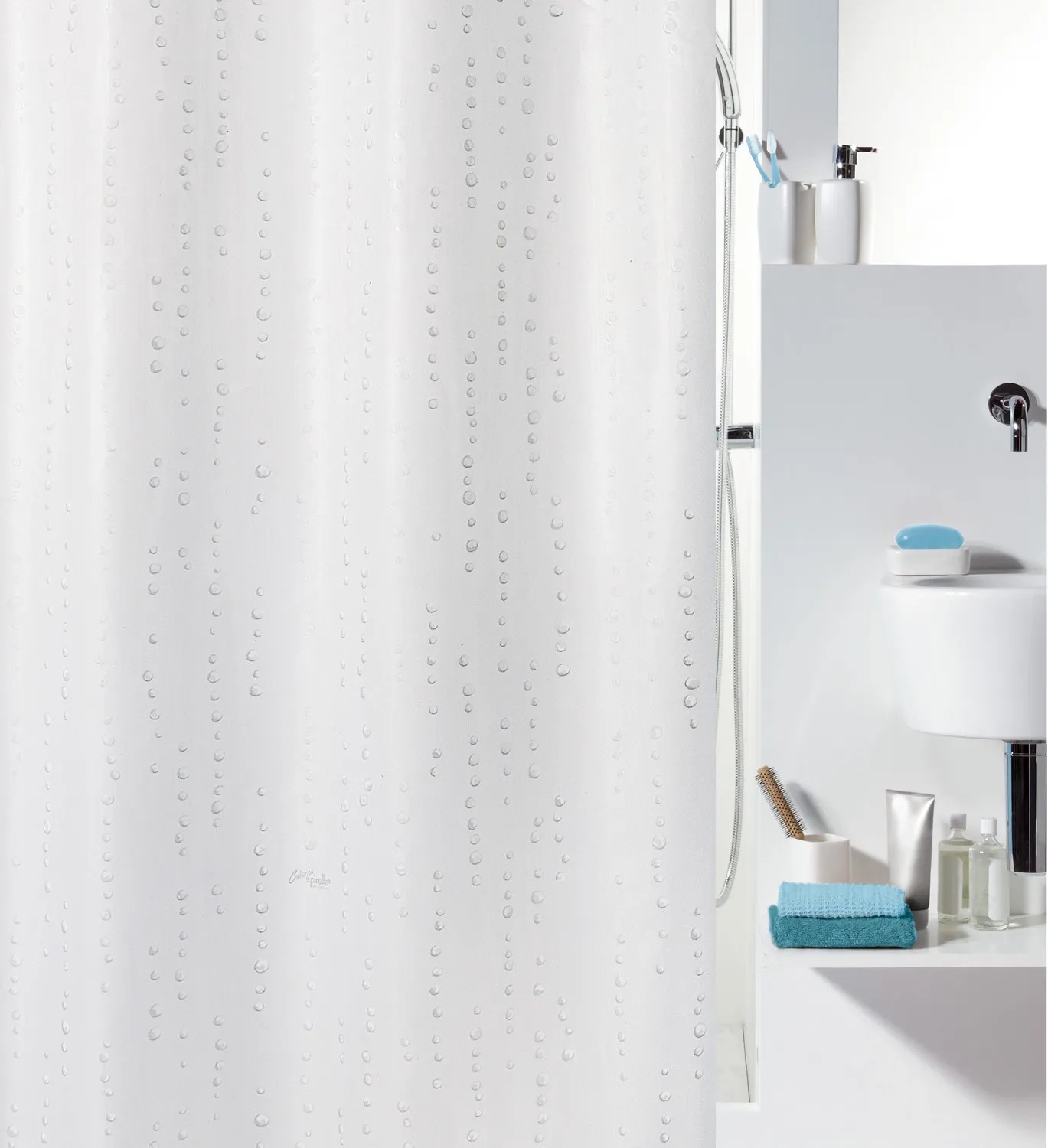 Spirella Textiler Duschvorhang Wet Weiss 240 x 180 cm
