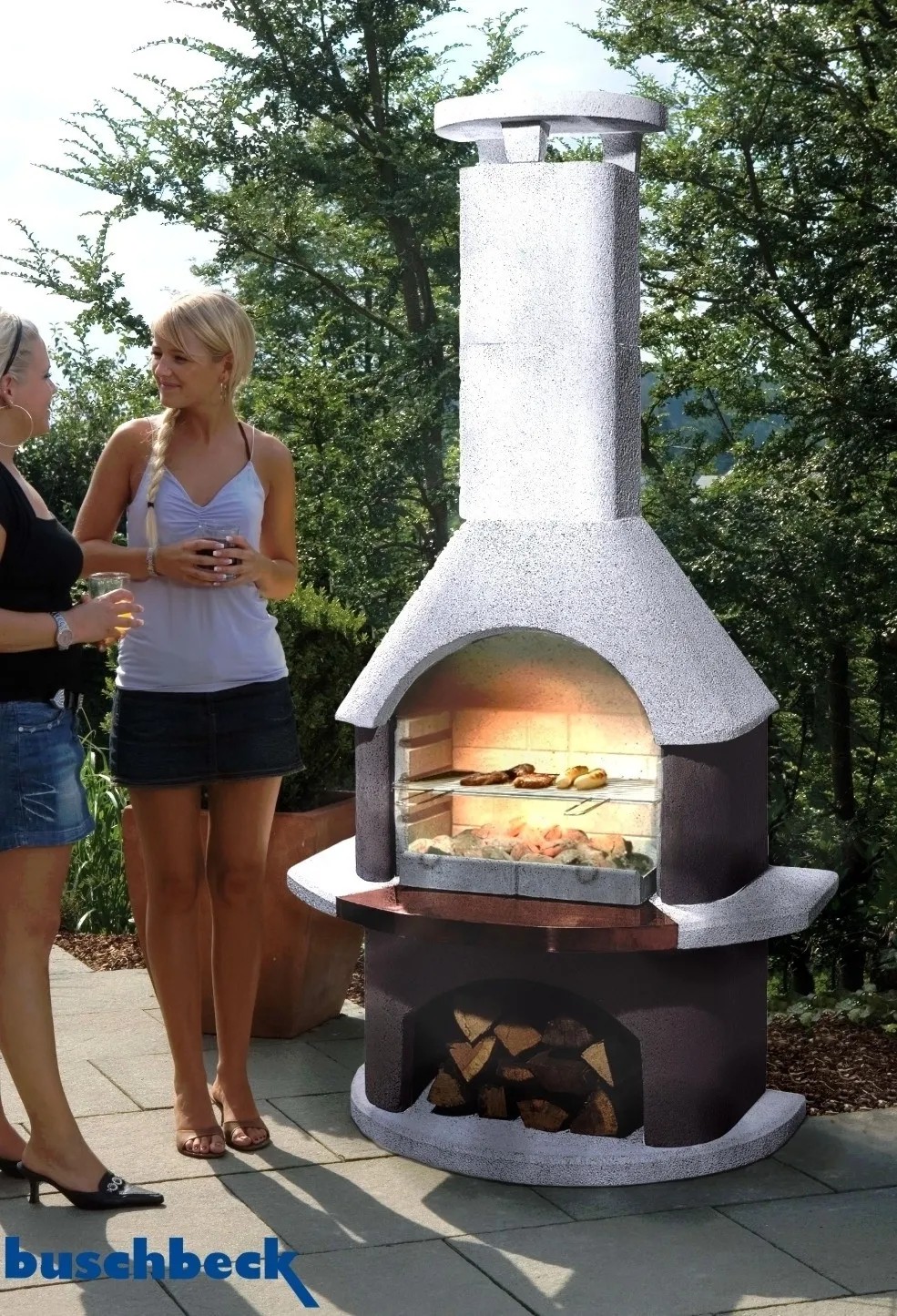 Buschbeck Grillkamin San Remo Beton Weiss-Braun