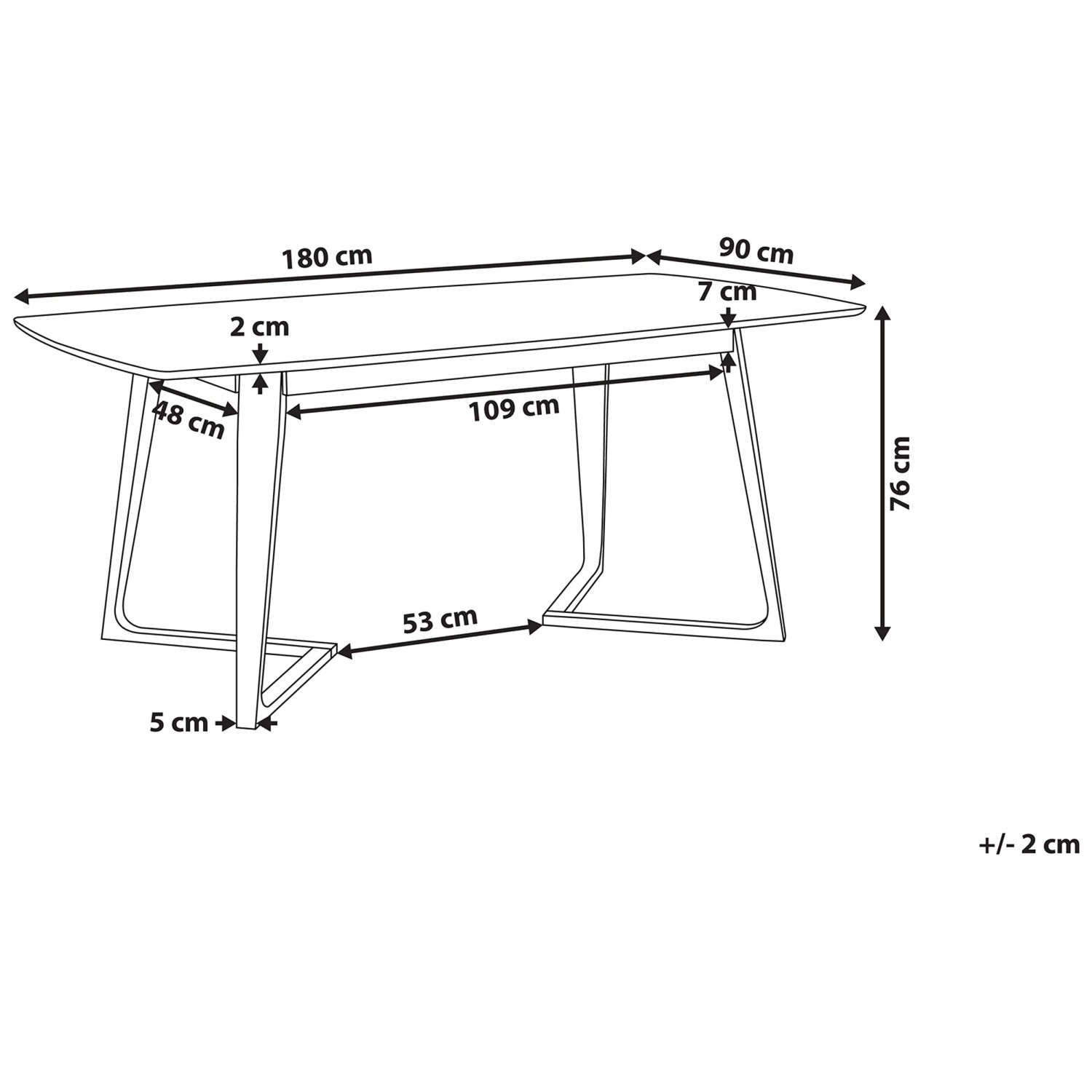 Beliani Table à manger Huxter MDF Noyer foncé (HxlxP) 76 x 90 x 180 cm