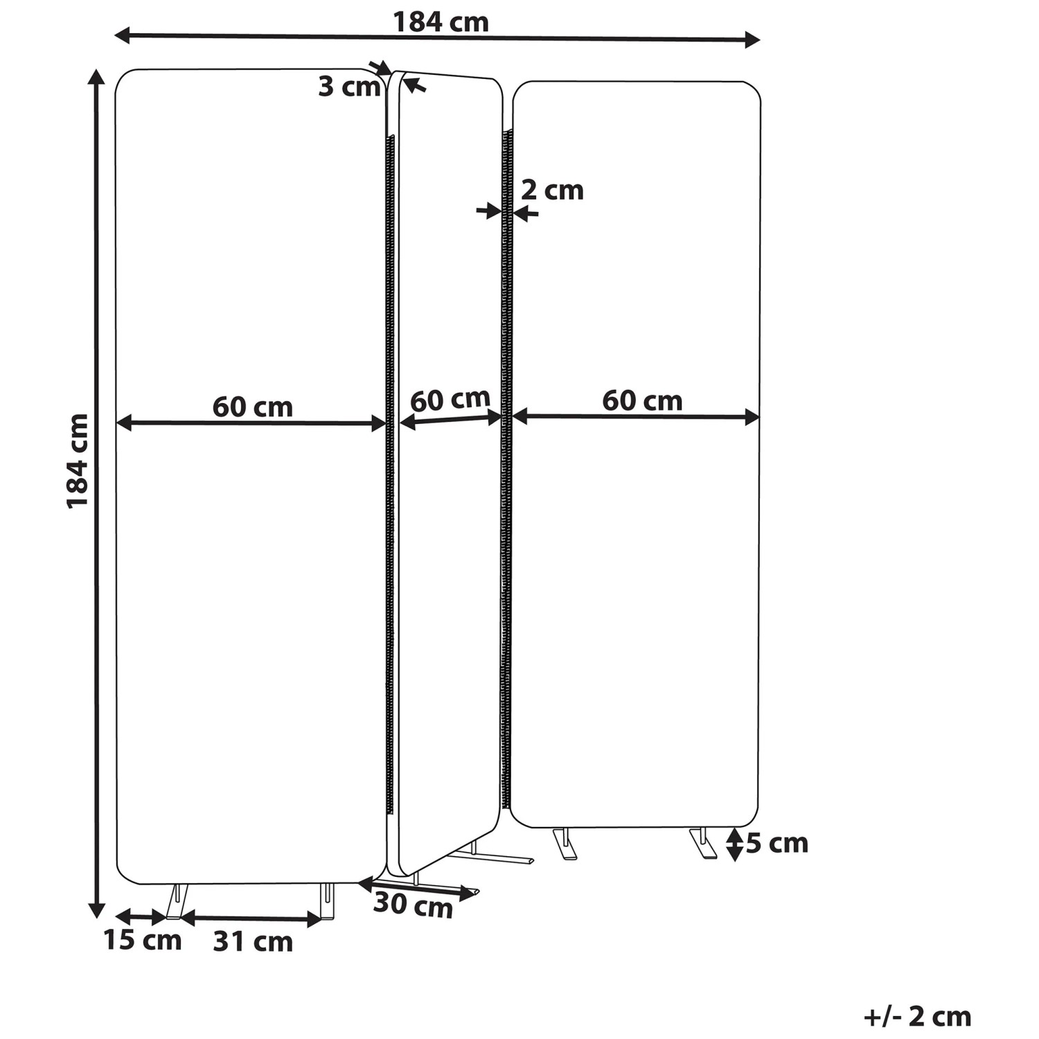 Beliani Divisorio per ufficio Standi in feltro PET blu 184 x 184 cm / 3 pz