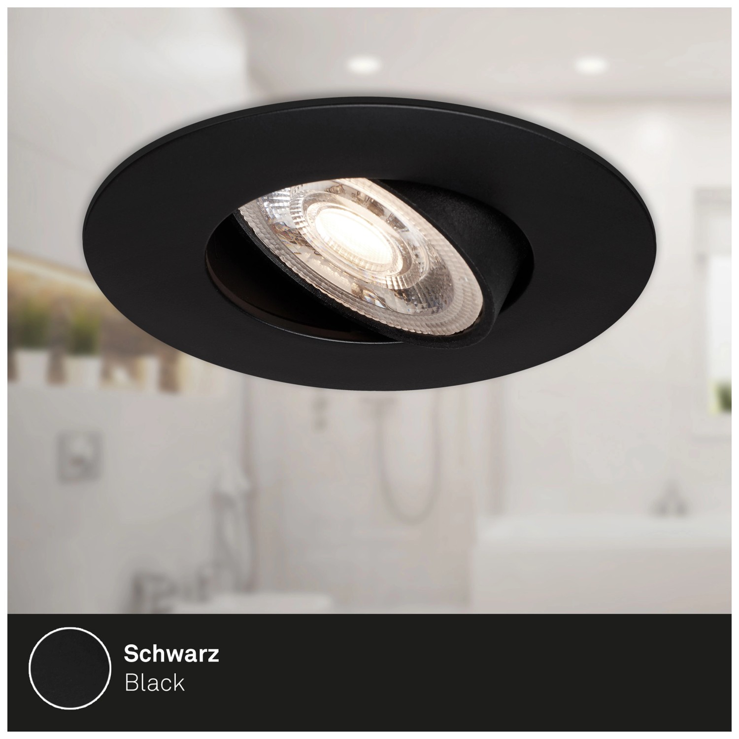 LED-Einbauleuchten dimmbar schwenkbar Schwarz IP65 / 4,9 W / 480 lm ...