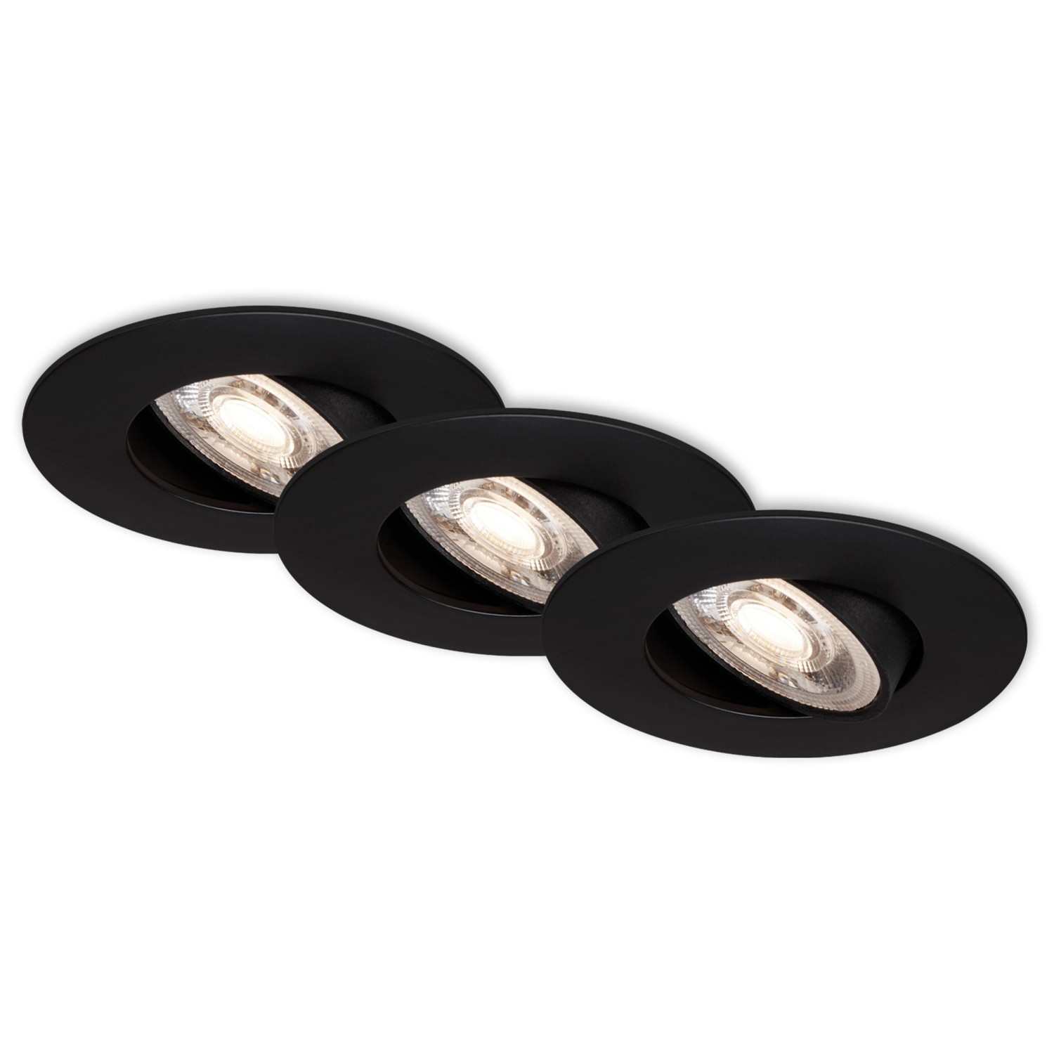 LED-Einbauleuchten dimmbar schwenkbar Schwarz 4,9 W / 480 lm / 3er-Set ...