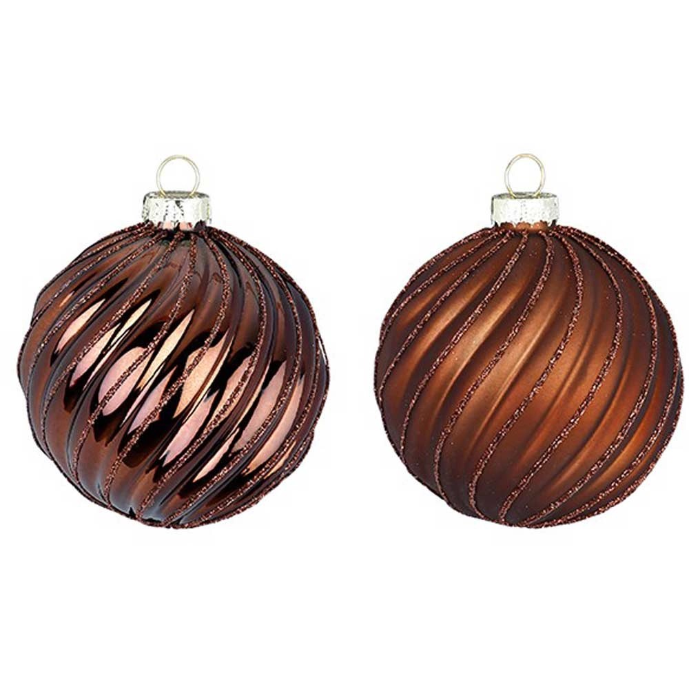 Weihnachtskugel mit Rillen Glas Braun assortiert Ø 6 cm / 1 Stk. kaufen ...
