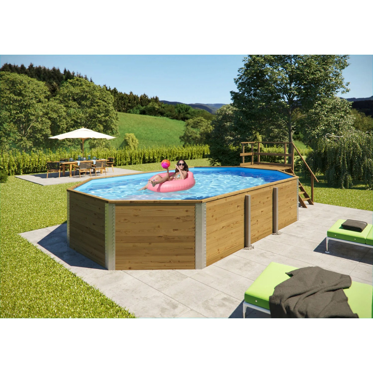 Weka Piscine en bois massif 594 (HxlxP) 116 x 376 x 714 cm