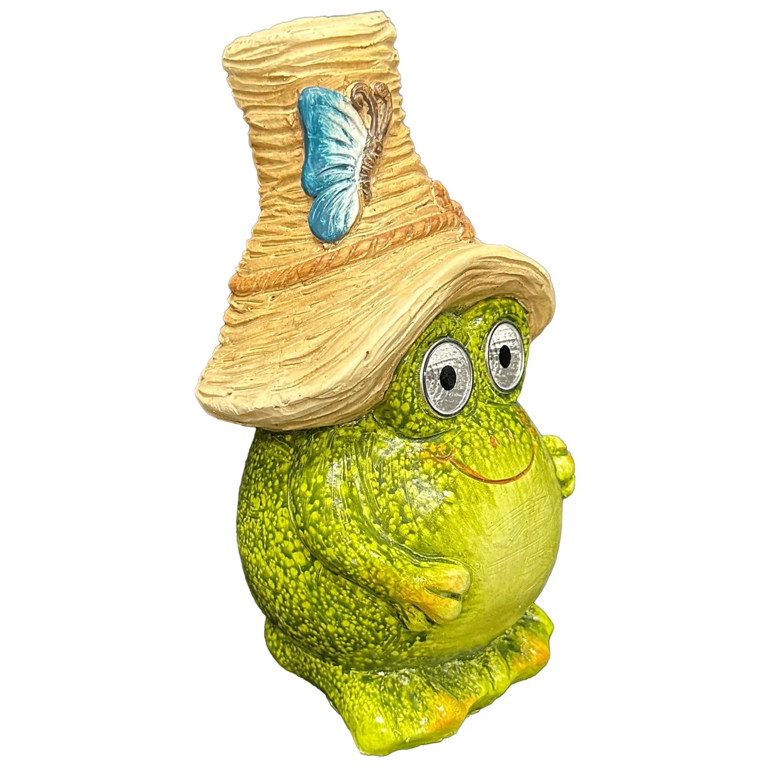 LED-Solar-Figur Frosch Grün mit Schmetterling Blau Höhe 23 cm