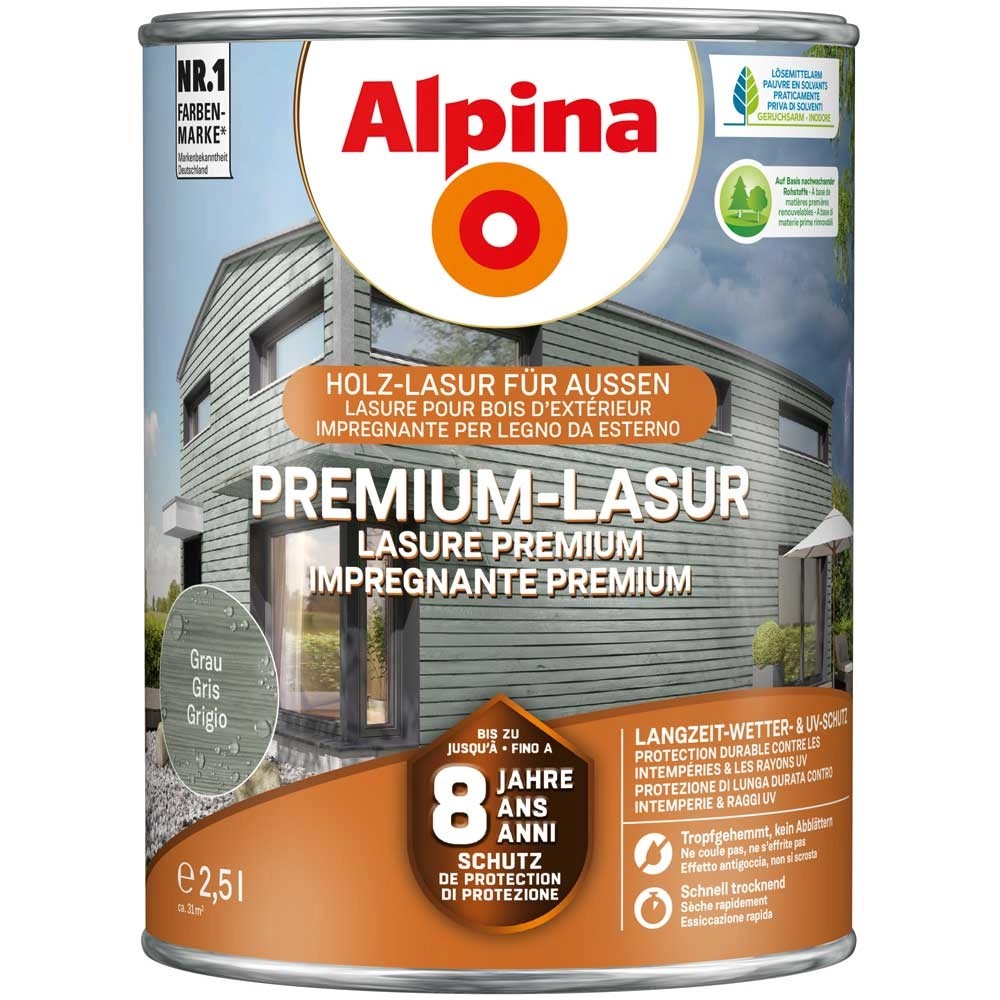 Alpina Premium-Lasur DIF Grau 2,5 l kaufen bei OBI