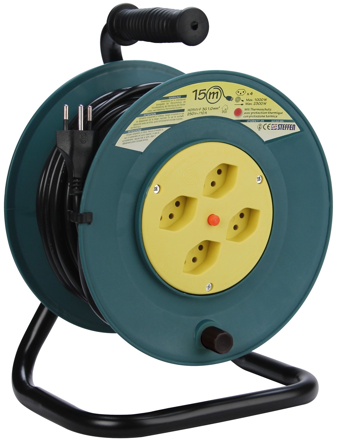 Powerroll Kunststoff-Kabelrolle 4 x Typ13 Olivgrün-Gelb 15 m kaufen bei OBI