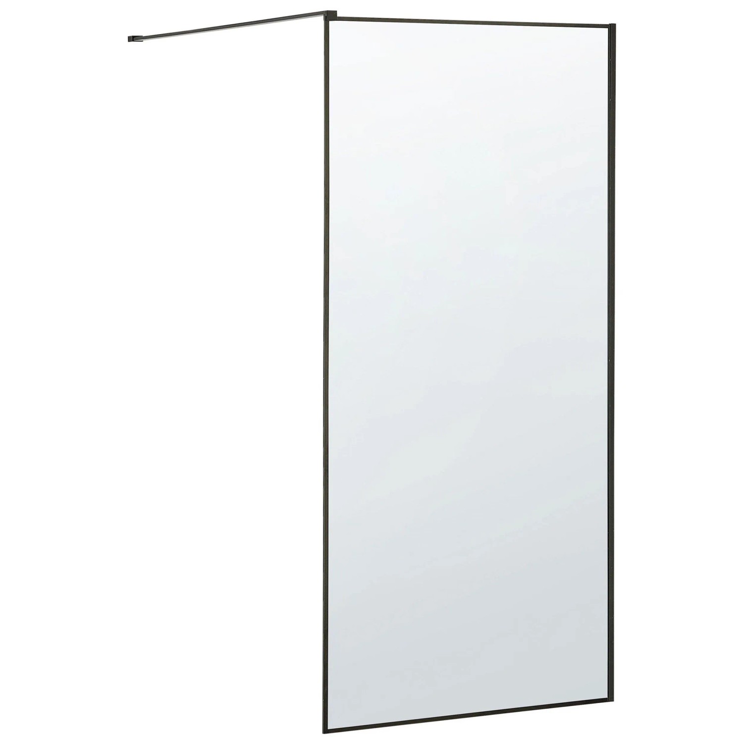 Beliani Duschwand Waspam II Glas Transparent-Schwarz 190 x 90 cm