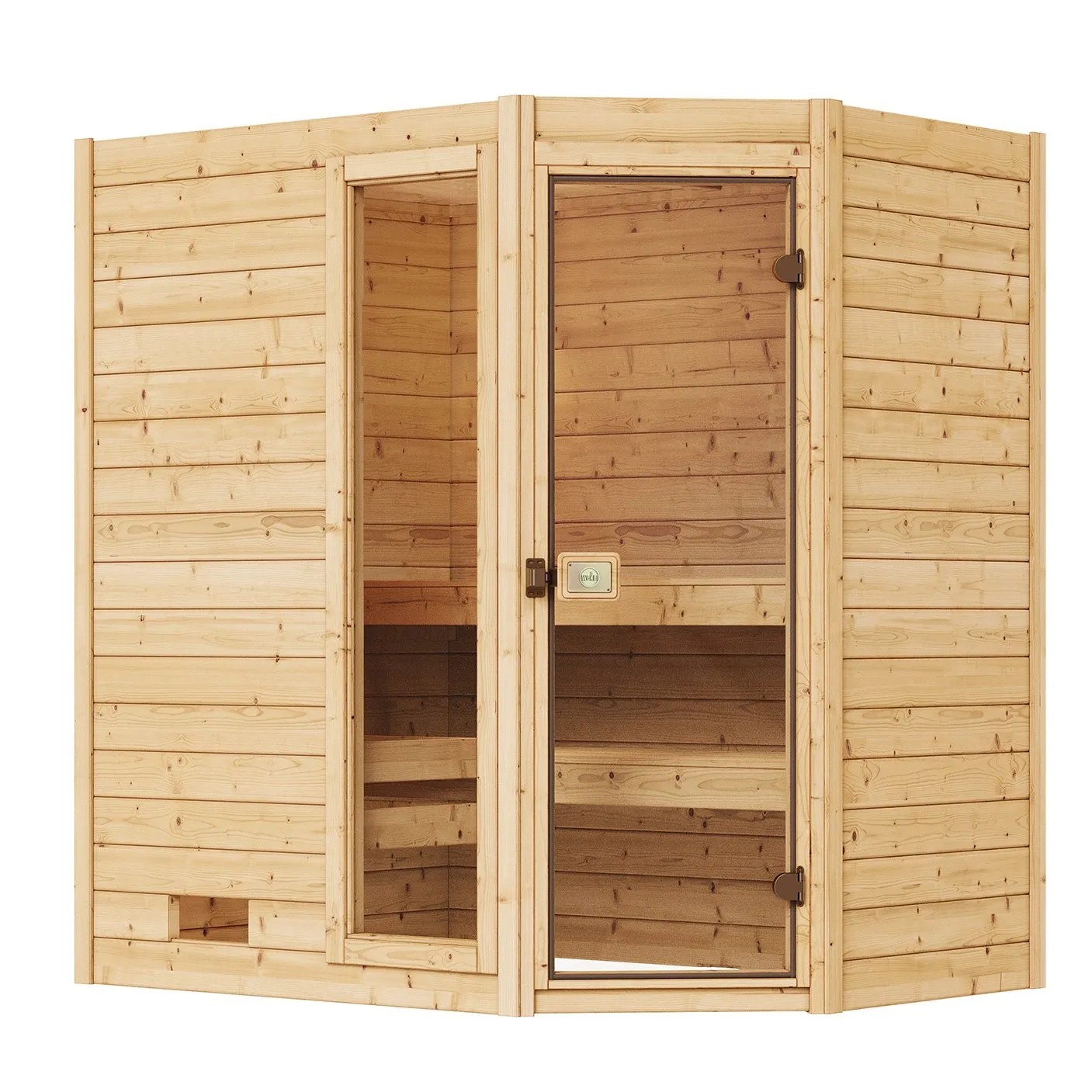 Weka Massivholzsauna Valida Eck 1 Sparset Glastür/Fenster OS 4,5 kW
