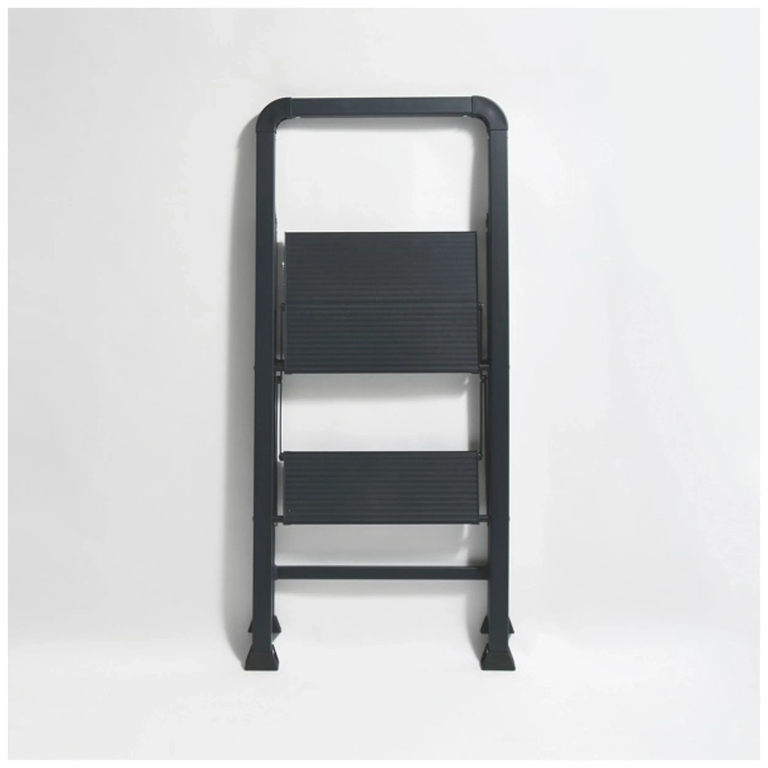 MSV Escabeau pliable 2 marches acier Noir mat (HxlxP) 85 x 42,5 x 47,5 cm