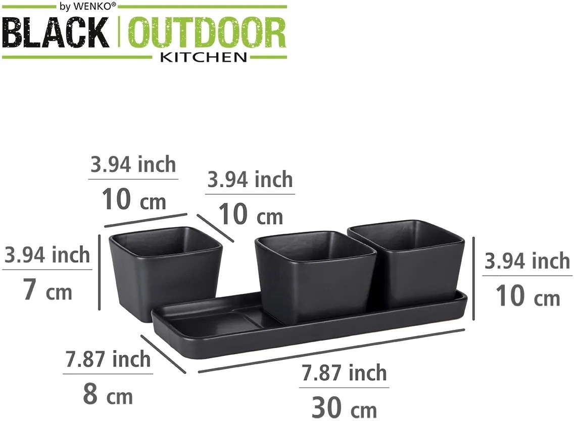 Wenko Black Outdoor Kitchen Snack- und Dip-Schalen-Set Keramik Schwarz ...